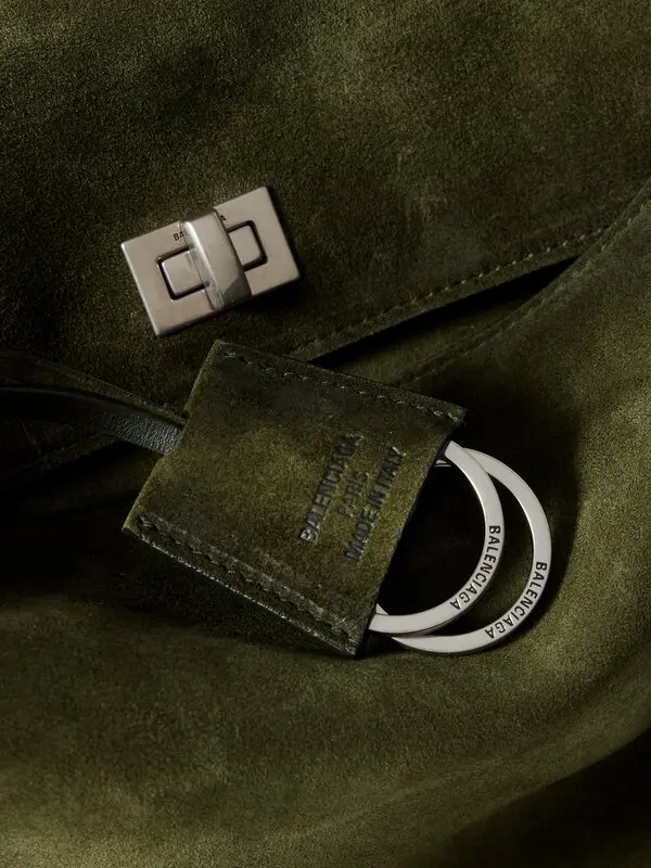 Balenciaga Rodeo Medium Suede Shoulder Bag - Green