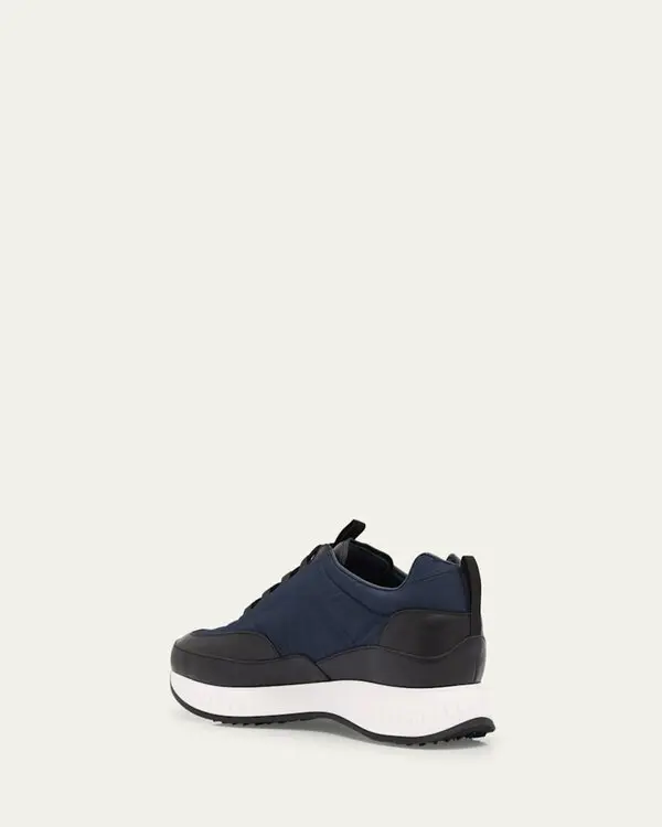 John Lobb Stream Leather And Nylon Sneakers - Black/navy