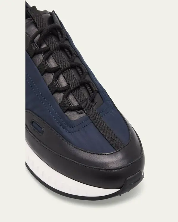 John Lobb Stream Leather And Nylon Sneakers - Black/navy