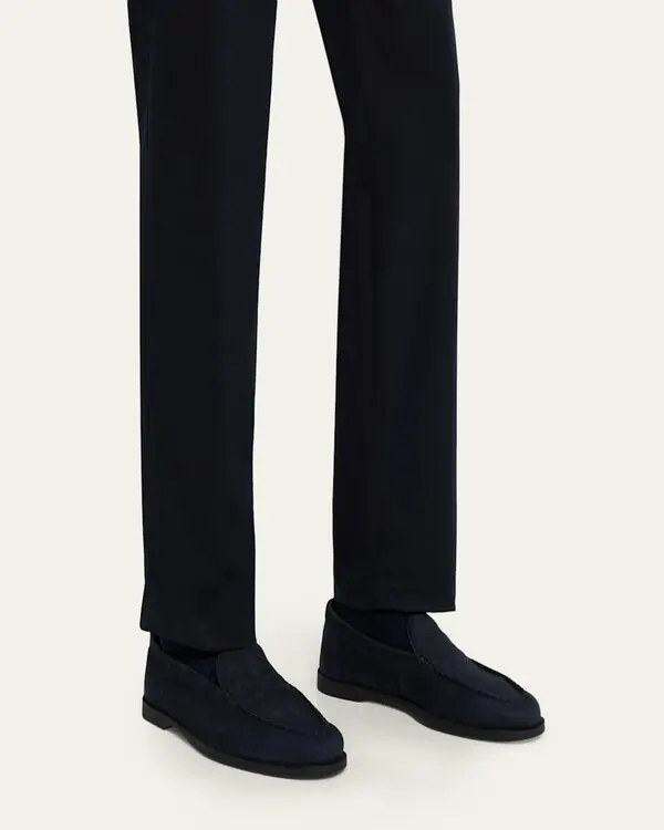 John Lobb Pace Nubuck Leather Penny Loafers - Midnight