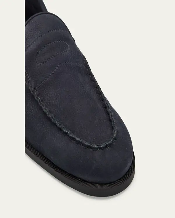 John Lobb Pace Nubuck Leather Penny Loafers - Midnight