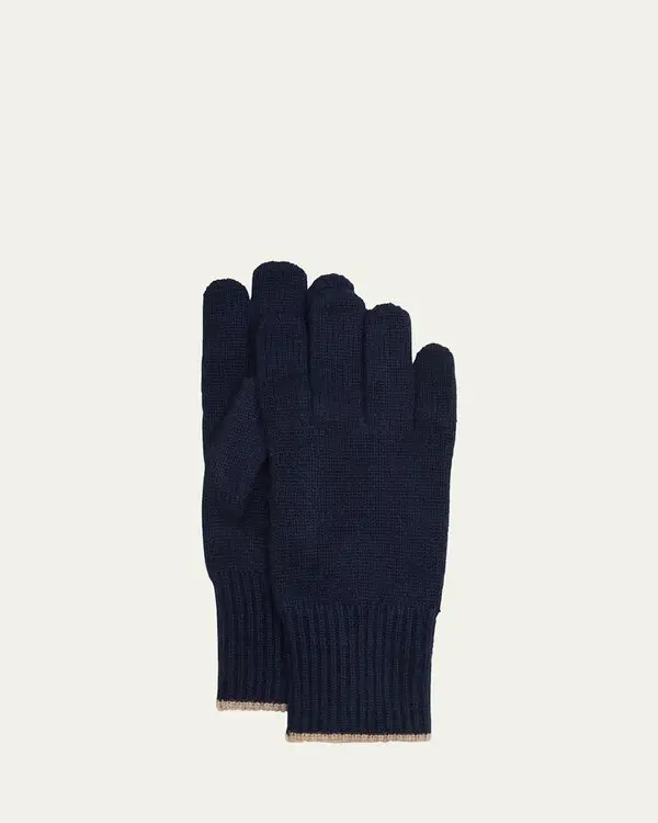 Brunello Cucinelli Tipped Cashmere Gloves - Navy