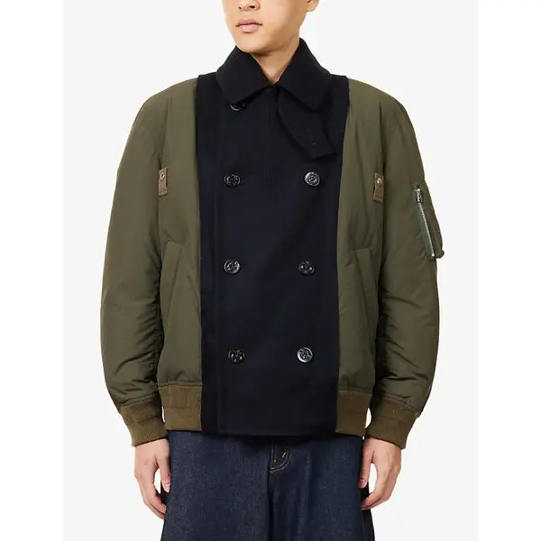 Sacai Contrast-panel Relaxed-fit Shell-down Jacket