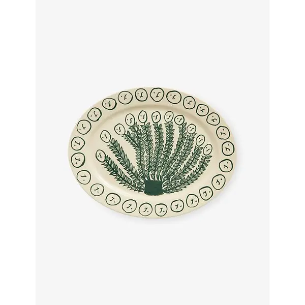 HAY La Pittura Ceramic Oval Serving Platter - Olive Grove