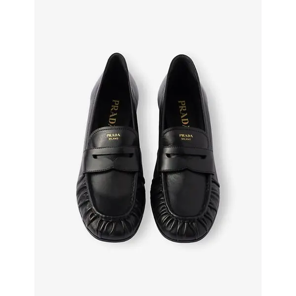 Prada Brand-foiled Leather Loafers