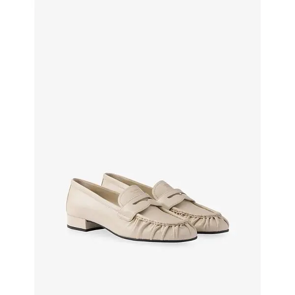 Prada Brand-foiled Leather Loafers - Neutral