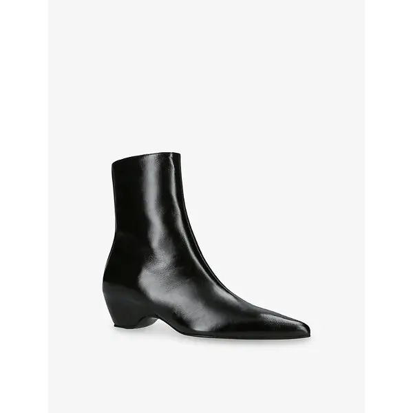 Khaite Sybil 40 Glazed-leather Ankle Boots