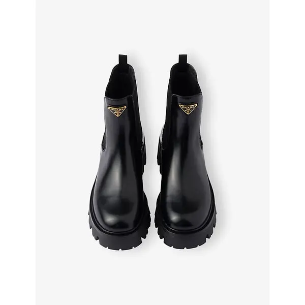 Prada Brand-plaque Leather Ankle Boots