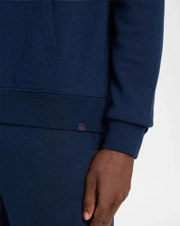 Derek Rose Quinn Cotton Loopback Pullover Hoodie - Navy