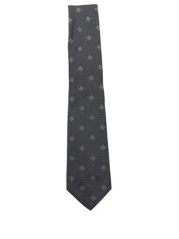 Emporio Armani Rhombus Patterned Tie - Grey