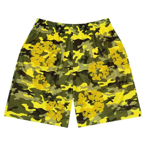 DENIM TEARS Camo Cotton Wreath Mesh Shorts - Yellow