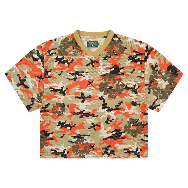 DENIM TEARS Camo Cotton Wreath Mesh Football Top - Brown