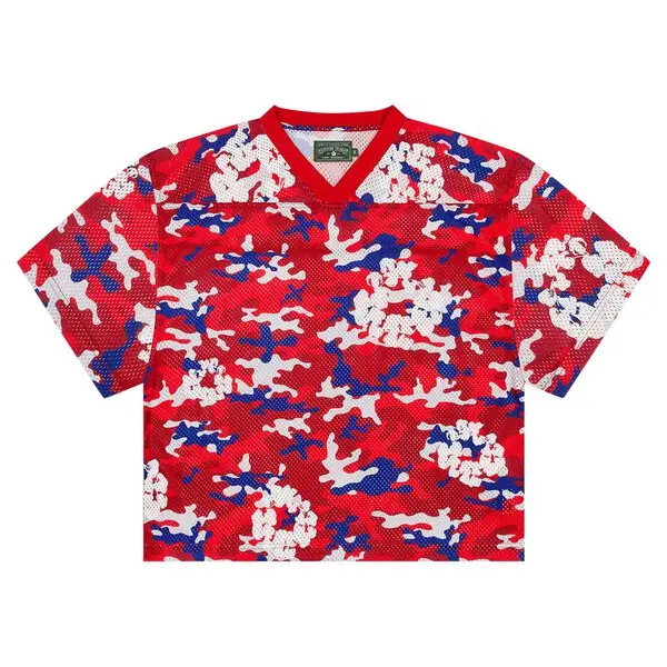 DENIM TEARS Camo Wreath Mesh Football Top - Red