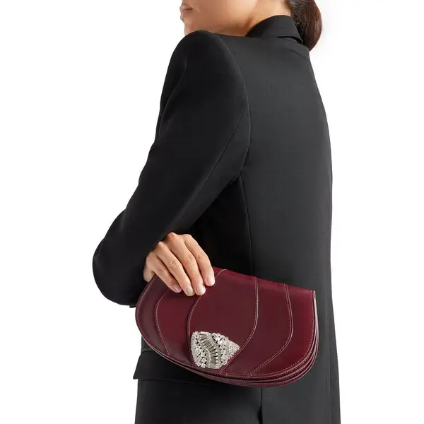 GIUSEPPE ZANOTTI Leather Clutch With Jewel Accessory