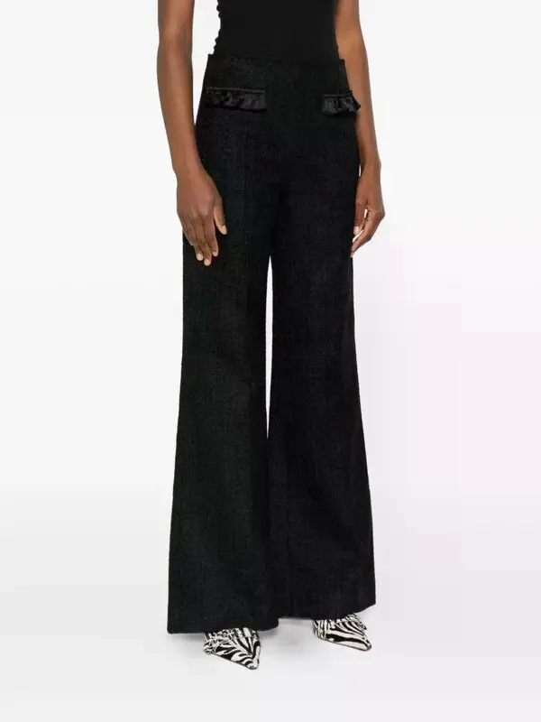 Sandro Tweed Trousers With Ruffled Pockets