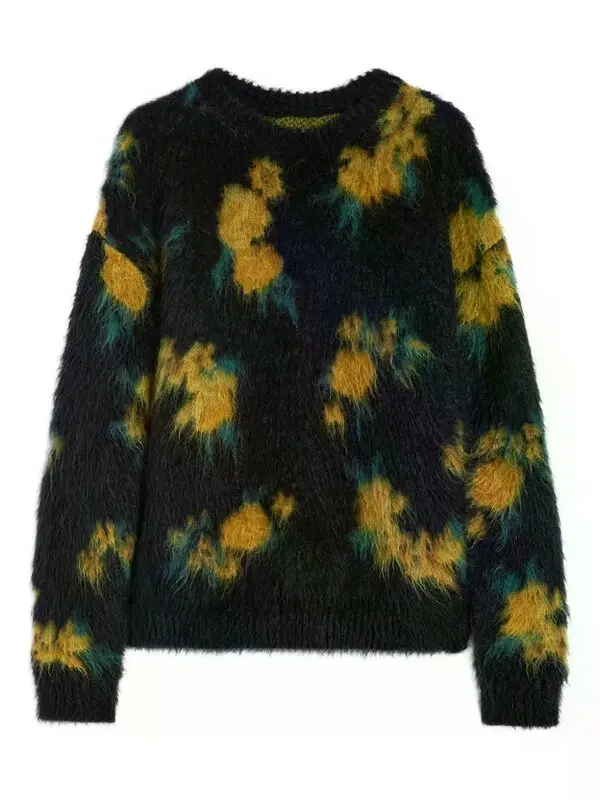 JIL SANDER Brushed-effect Floral Print Sweater