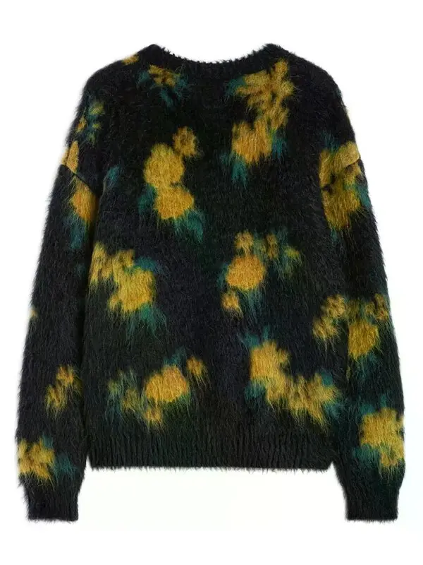 JIL SANDER Brushed-effect Floral Print Sweater