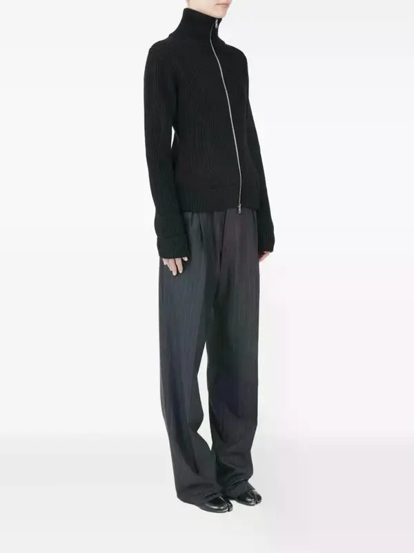 MAISON MARGIELA Ribbed Zip-up Cardigan - Black