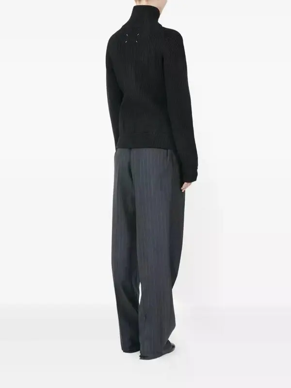 MAISON MARGIELA Ribbed Zip-up Cardigan - Black