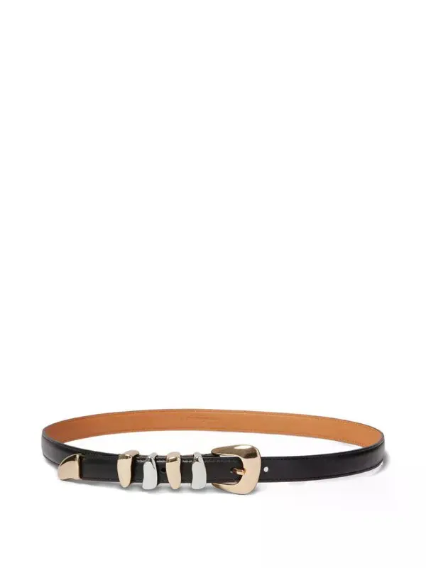 Claudie Pierlot Calfskin Leather Belt With Metallic Buckle - Black