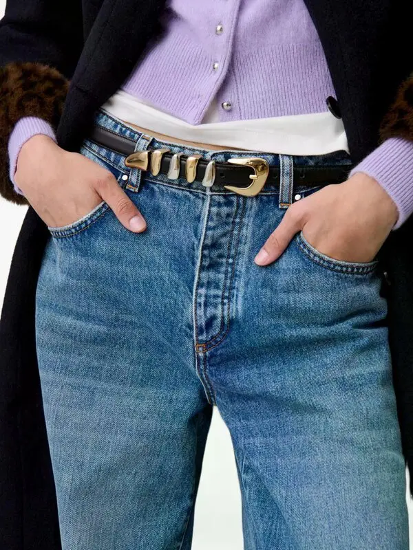 Claudie Pierlot Metallic Buckle Leather Belt