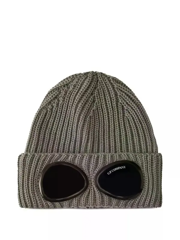 C.P. COMPANY Goggle-lens Ribbed-wool Beanie - Grey