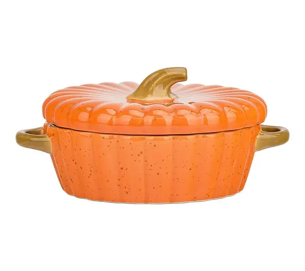 10 STRAWBERRY STREET 8' Round Pumpkin Patch Cov Ered Casserole - One-color