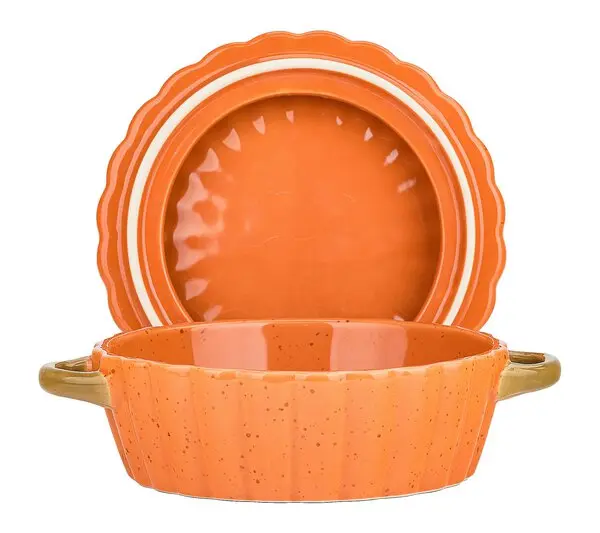 10 STRAWBERRY STREET 8' Round Pumpkin Patch Cov Ered Casserole