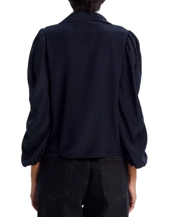 FRAME The Silk Long Sleeve Sailor Blouse - Navy