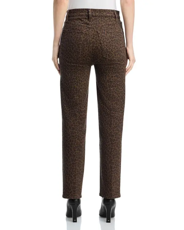 FRAME Le Sleek Straight High-rise Jeans - Leopard