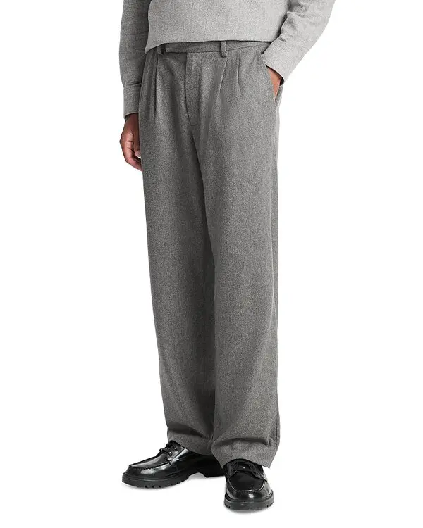 Vince Wool Blend Double Pleated Trousers - Medium Heather Gray