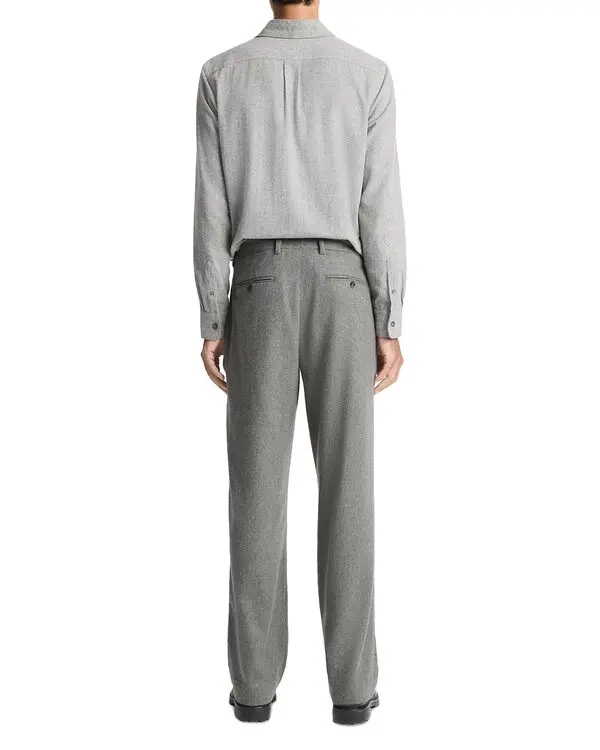 Vince Wool Blend Double Pleated Trousers - Medium Heather Gray
