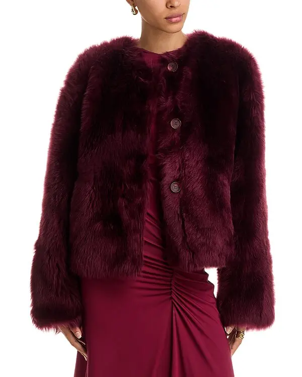 Simkhai Natasha Shearling Short Jacket - Cranberry