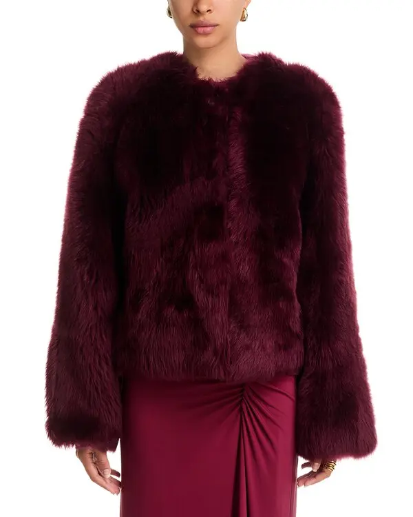 Simkhai Natasha Shearling Short Jacket - Cranberry