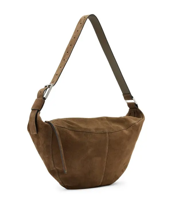 ALLSAINTS Luna Suede Shoulder Bag - Fango Brown