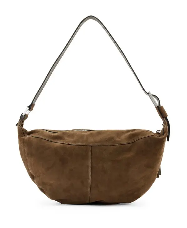 ALLSAINTS Luna Suede Shoulder Bag - Fango Brown