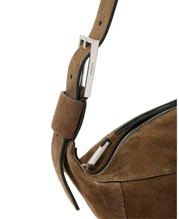 ALLSAINTS Luna Suede Shoulder Bag - Fango Brown