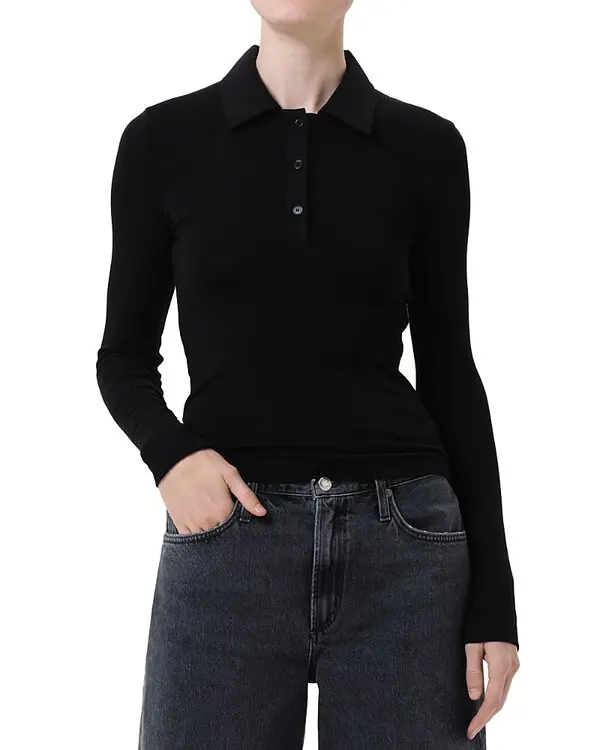 AGOLDE Amos Polo Collar Top - Black