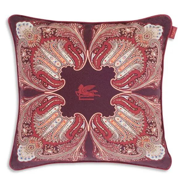 Etro Kiri Velvet Decorative Pillow, 18 X 18 - Bordeaux