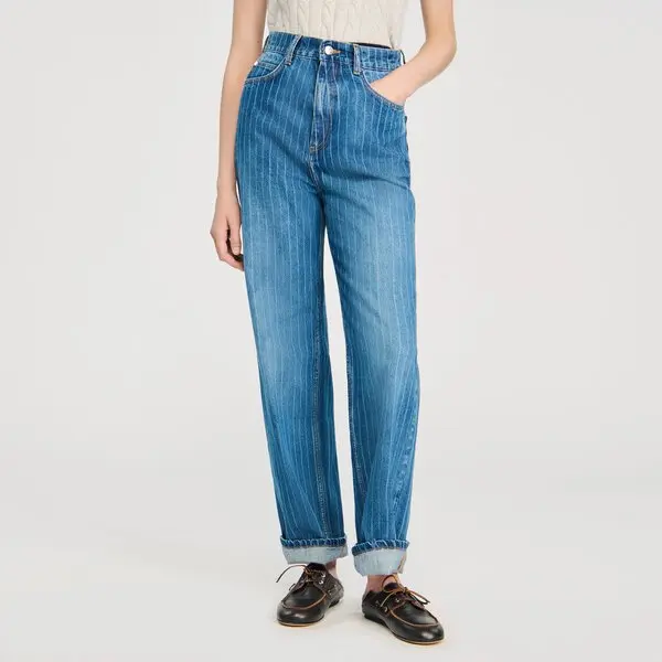 Sandro Wide-leg Pinstriped Jeans