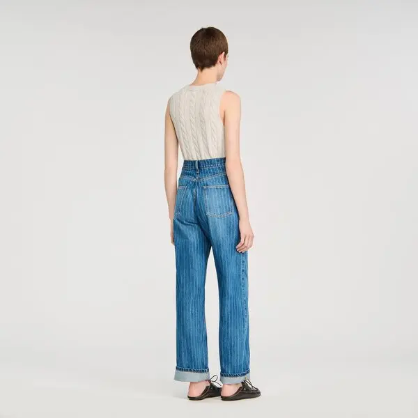 Sandro Wide-leg Pinstriped Jeans