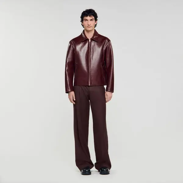 Sandro Classic Zip-up Leather Jacket