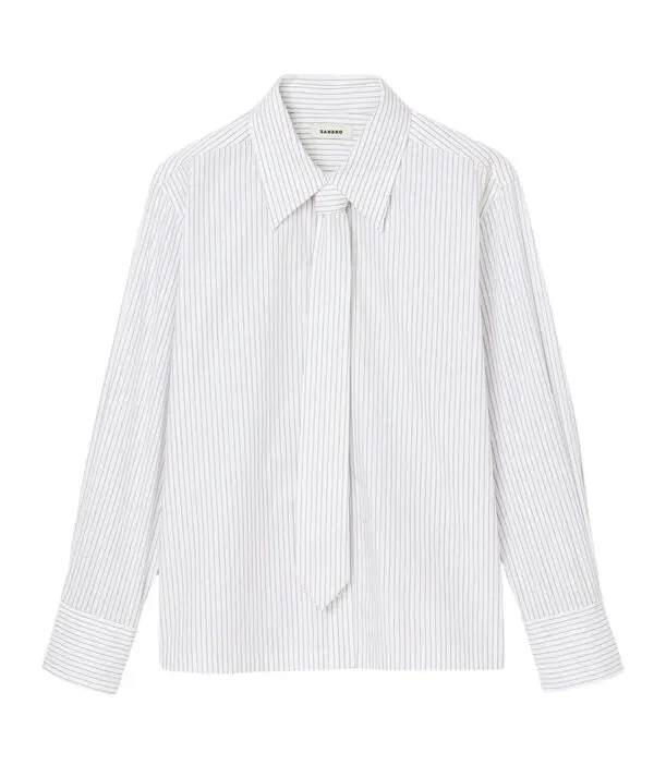Sandro Striped Shirt With Detachable Tie