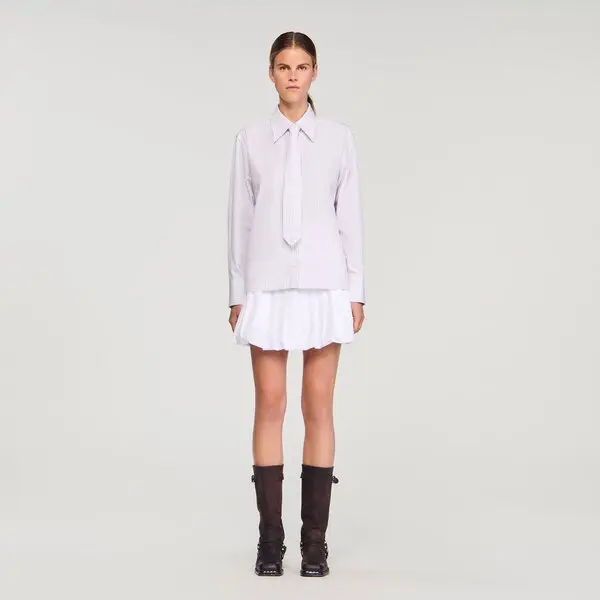 Sandro Striped Shirt With Detachable Tie
