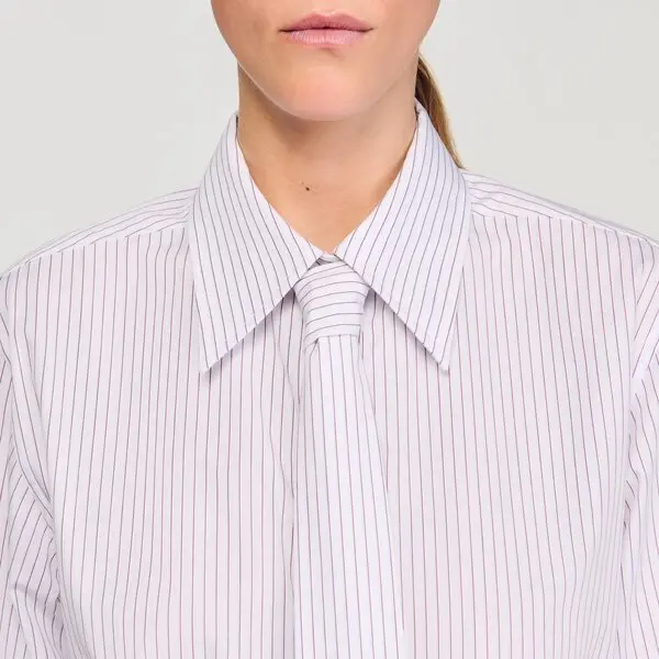 Sandro Striped Shirt With Detachable Tie