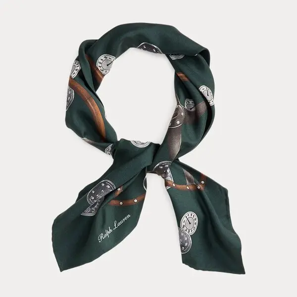 Ralph Lauren Print Silk Twill Neckerchief - Green