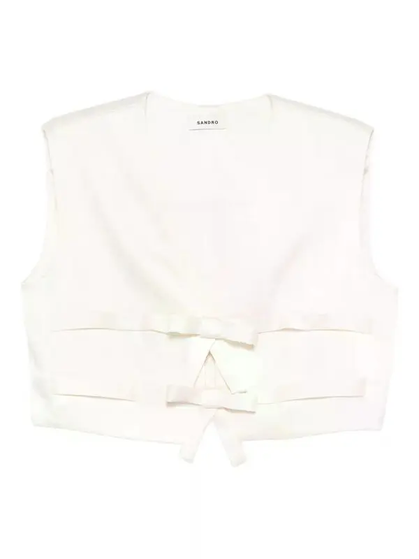 Sandro Sleeveless Bow-detail Top - Neutrals