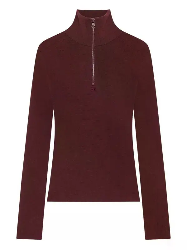 COURREGES Zipped Mock-neck Sweater - Red