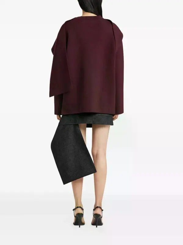 COURREGES Merino Wool Sweater With Integrated Scarf - Red