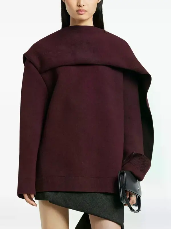 COURREGES Merino Wool Sweater With Integrated Scarf - Red